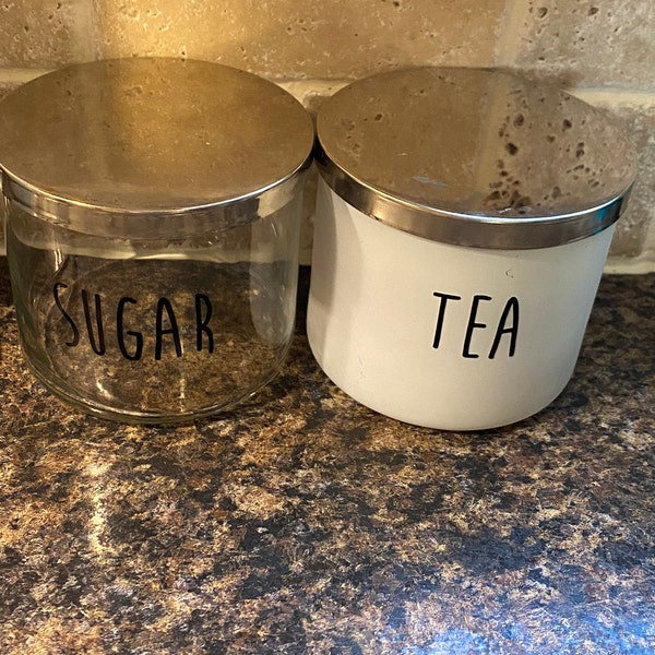 Kitchen Canister Labels, Flour Canister Decals, Dry Goods Decals, Sugar ...