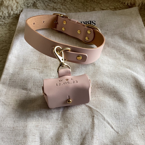 Personalized Leather Wedding Dog Ring Bearer Lead, Pouch & Collar Set ...