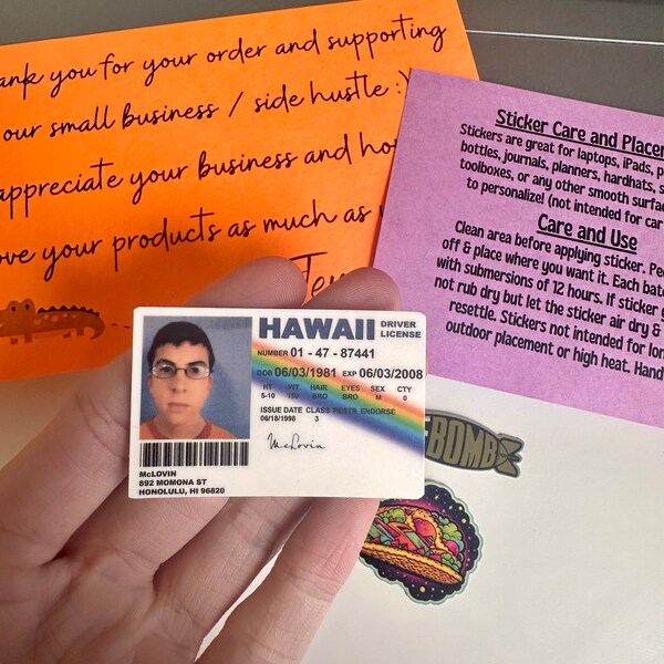 Mclovin Superbad Drivers License Waterproof Sticker Jonah Hill Decals ...