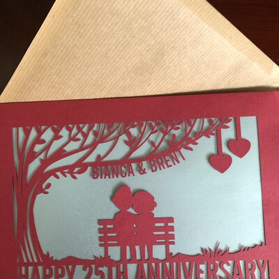 Anniversary Card Personalised Papercut Card, Wedding Anniversary ...