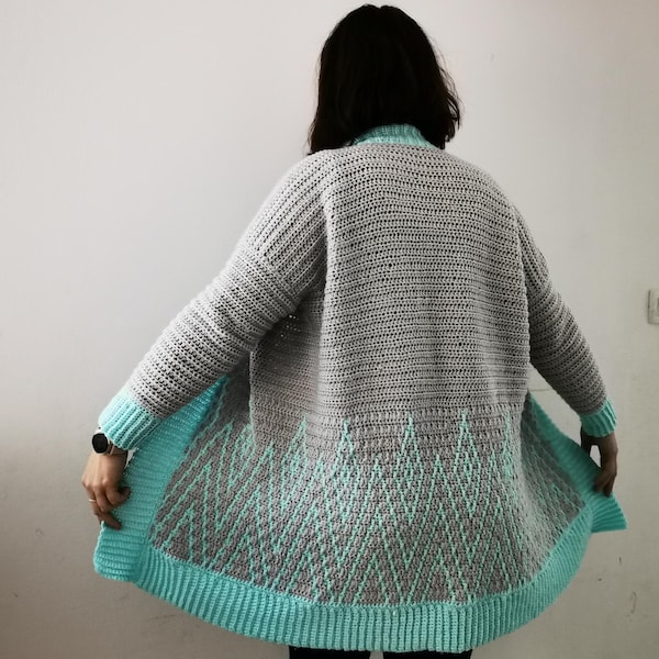 CROCHET PATTERN & VIDEO/ Diamond Drift Cardigan Pattern, Mosaic Crochet ...