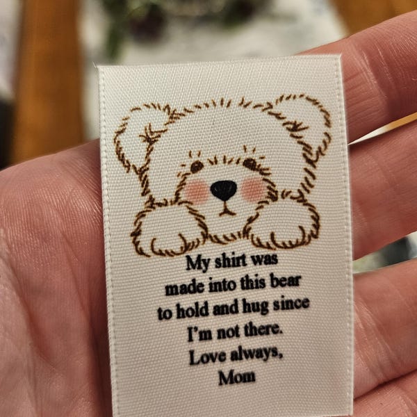 Memory Bear Label, Memorial Shirt Bear Tag,loved One Bear Tag - Etsy