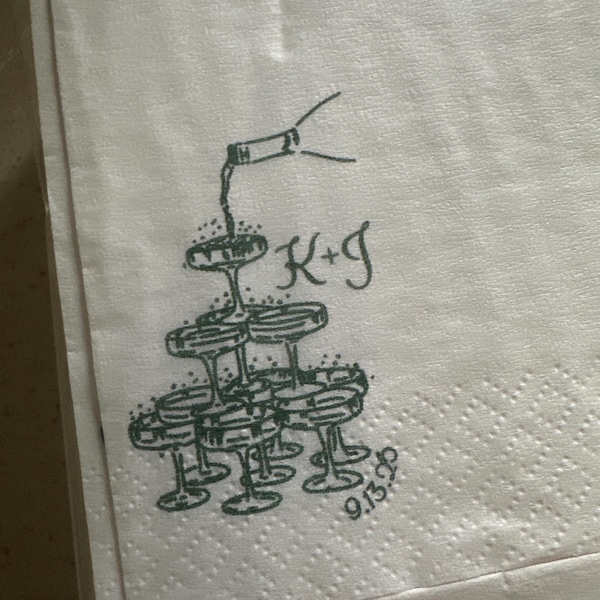 Custom Champagne Tower Cocktail Napkin | Wedding | Party | Bachelorette ...