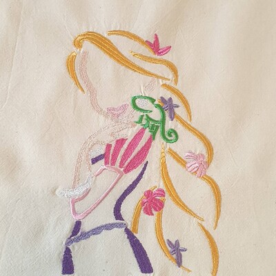 Rapunzel From Tangled With Pascal Sketch Digital Embroidery Machine ...