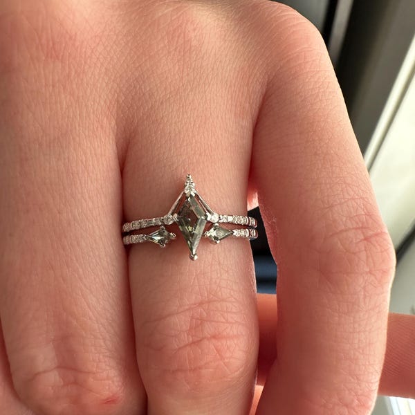 Marquise Cut Moissanite Engagement Ring Set Vintage Rose Gold Diamond Unique Moss Agate Wedding ...