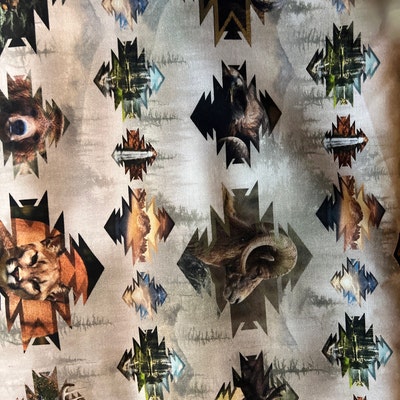 Goat Fabric Farm Animals Goats in Multi Premium Quality 100% Cotton ...