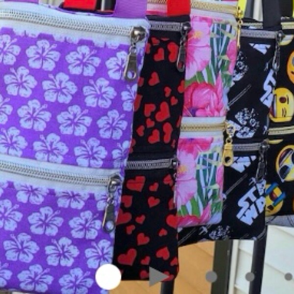 Cell Phone Crossbody Pouch. Handmade Fabric Phone Bag. Multiple Pockets ...