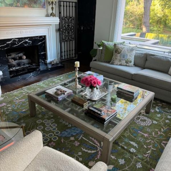 Hand Knotted Green Tree Floral Area Rug Traditional Design, Elegant ...