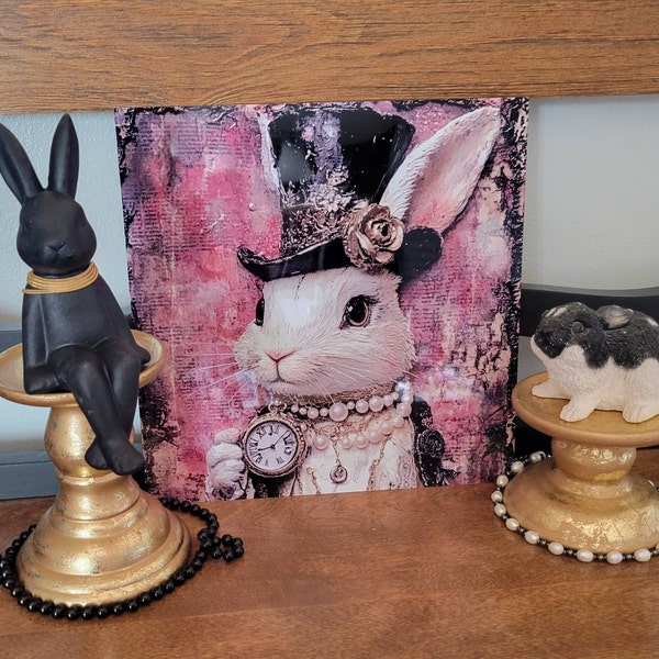 Vintage Bunny Aluminum Wreath Sign – Rustic Rabbit Wall Décor With Lace ...