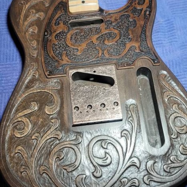 Custom Tooled Leather Pickguard Fits Fender Nashville Tele Telecaster ...