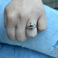 Nature Inspired Leaf Ruby Ring Set Black Gold Branch Twig Lab Ruby ...