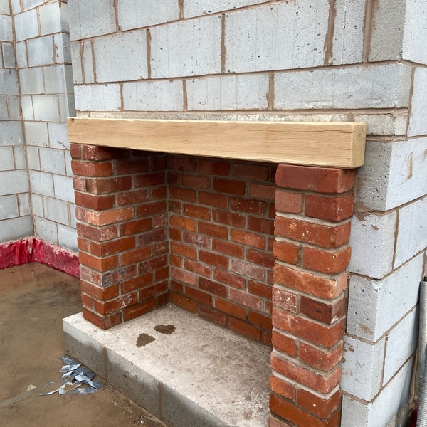 Rustic Oak Fireplace Mantel Beam: Aged Wood, Brackets Included (14cm X ...