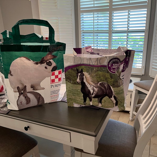 Recycled Feed Bag Tote, Reusable Tote Bag, Grocery Tote, Recycled ...