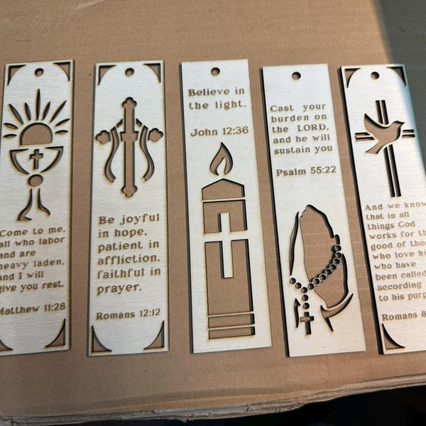 Wooden Religious Bookmarks Bundle, Christian Engraved Bookmark Laser ...