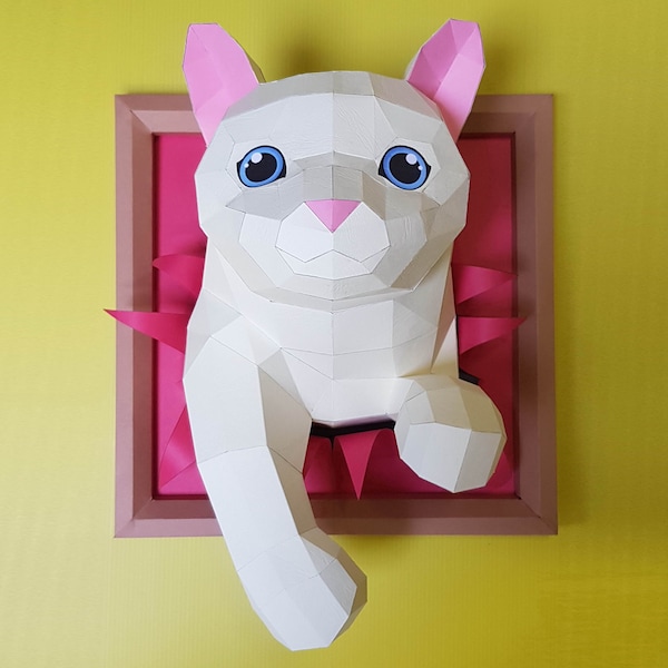 Cat 3d Paper Craft SVG and PDF, DIY Papercraft Cat Model Template ...