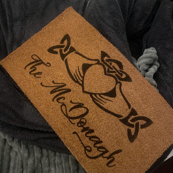 Personalized Home Door Mat, Customised Family Name Irish Claddagh ...