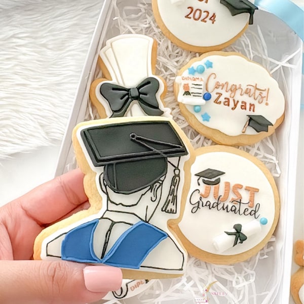 Graduation Boy Cookie Cutter and Stamp. Graduation Biscuit Fondant ...