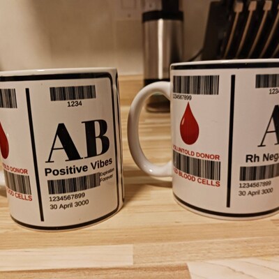 BLOOD TYPE MUG, Lab Science Mug, Lab Tech Gift, Blood Bank Gift ...