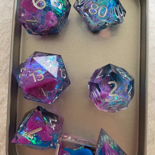 Cosmic Starlight DND Dice , Galaxy Space Sharp Edge Dice Set,blue ...