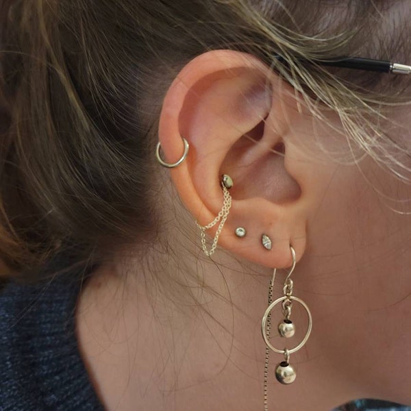 Convertible Ear Chain • Double Chain • Gold Chain Earring • Cartilage ...