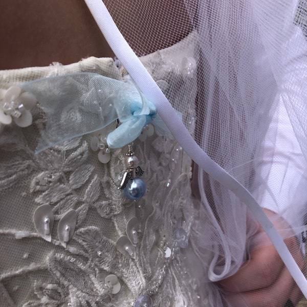 Something Blue Angel Charm, Something Blue for Bride Memorial Charm for ...