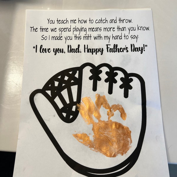 Dad - DIY Handprint Baseball Mitt Art - Father's Day Gift From Kids ...