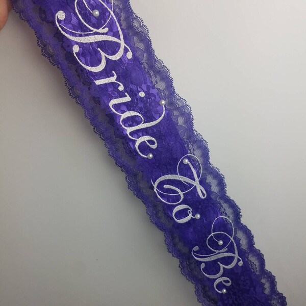 Bride to Be Sash, Bachelorette Sash, Bridal White Lace Sash ...