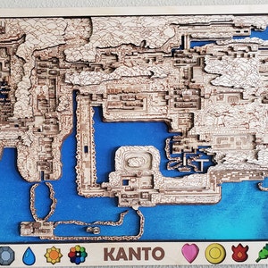 3D Kanto Video Game Map Laser Cut Wood Multilayer Custom Decor Nintendo ...