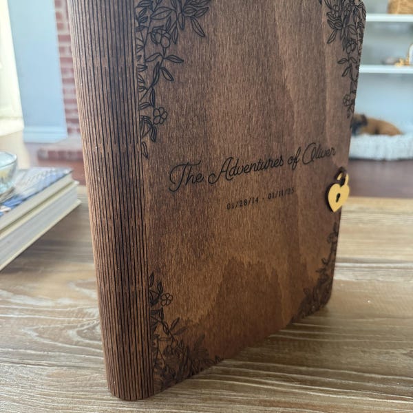 Memory Book for Couples Wood, Keepsake Chest, Personalized Gifts, 5th ...
