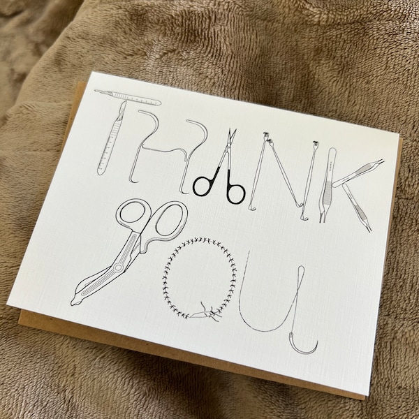 Surgical Instruments Thank You Greeting Card - Etsy