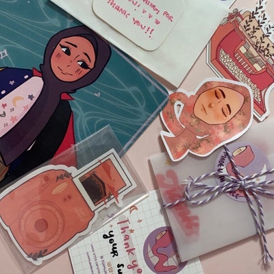 Purple Flowers Hijabi Cute Hijabi Stickers Islamic - Etsy