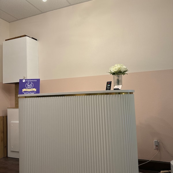 39" Slate Blue Tambour Reception Desk - Free Shipping (K9001S-SLATEBLUE ...