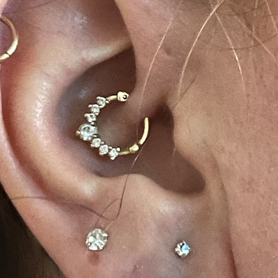 Titanium Implant Grade Rook Piercing Double Jeweled..internally ...