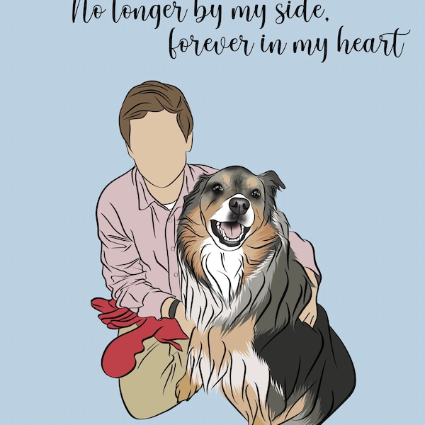 Human and Pet Digital Portrait/ Personalised Drawing From Photo/ Custom ...