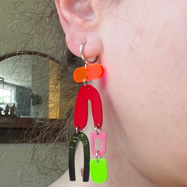 Modern Acrylic Earrings for Women, Multicolor Asymmetric Earrings ...