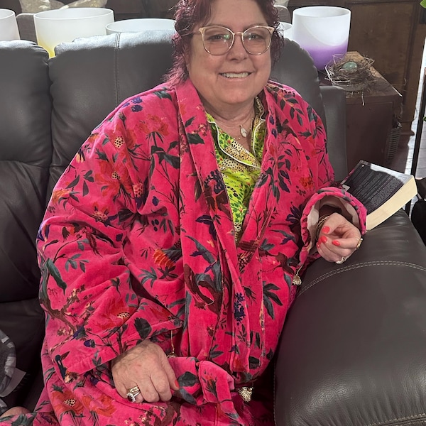 Vintagecotton Velvet Coral Orange Color Bird Print Luxury Curtain ...