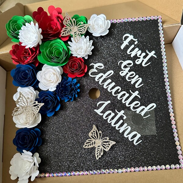 Graduation Cap Topper Mexico Flag Colors First Gen Educated Latina ...