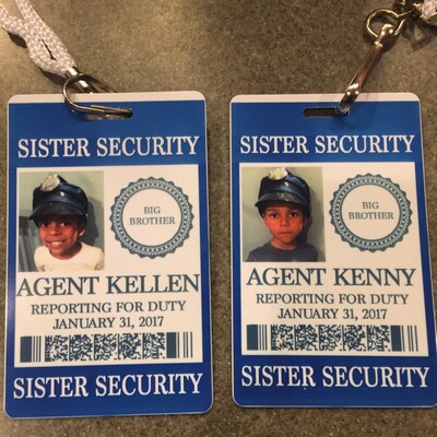 New Baby Sibling Security Badge Pregnancy Announcement & Baby Shower ...
