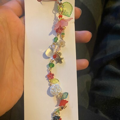 Pink Flower Phone Charm Beaded Lotus Flower Phone Strap Fairycore ...