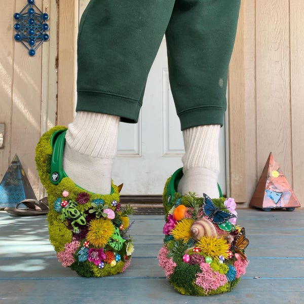 Custom Garden-inspired Crocs (moss Crocs) - Etsy