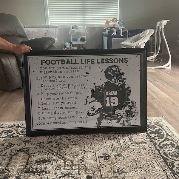 Personalized Football Life Lessons, Vintage Wall Art, Home Decor, Room ...