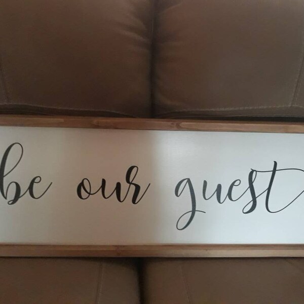 Be Our Guest Sign - Living Room Sign - Framed Wood Sign - Dining Room ...