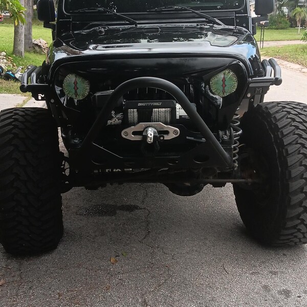 Eyeball Round Headlight Overlay Graphics Kit Vinyl Decal Cover 2 Piece ...