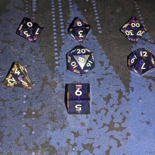 Neon Dreamer - Retro Purple Holographic Handmade Resin Sharp Edge Dnd ...