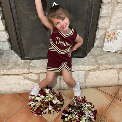 Maroon & Gold Cheer Uniform, Customized Cheerleading Uniform, Girls ...