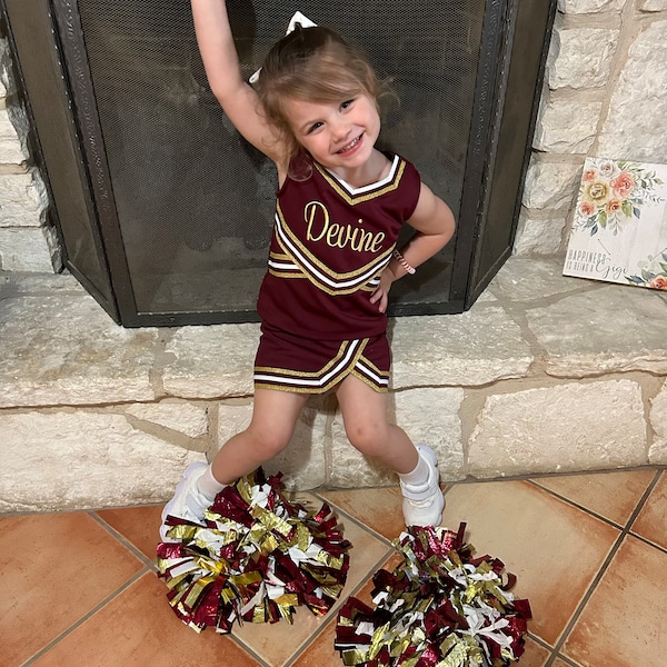 Maroon & Gold Cheer Uniform, Customized Cheerleading Uniform, Girls ...