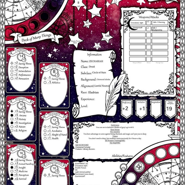 Displacer Beast Dnd 5e Character Sheet Digital Download - Etsy