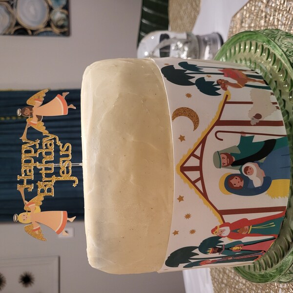 Religious Christmas Edible Cake Wrap or Happy Birthday Jesus Cake ...