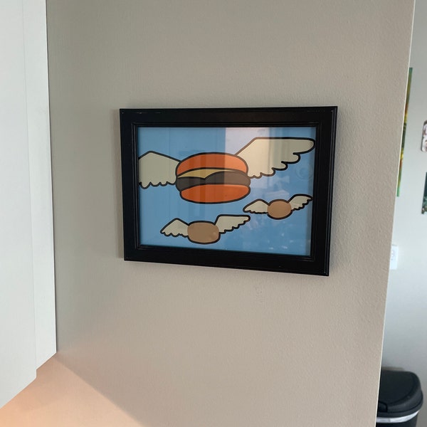 Bob's Burgers Art - Flying Burgers Poster - Framed Art Print - Flying ...