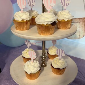 12 Hot Air Balloon Cupcake Toppers, Hot Air Balloon Baby Shower, Hot ...